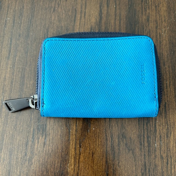 Fossil | Bags | Fossil Blue Leather Wallet | Poshmark